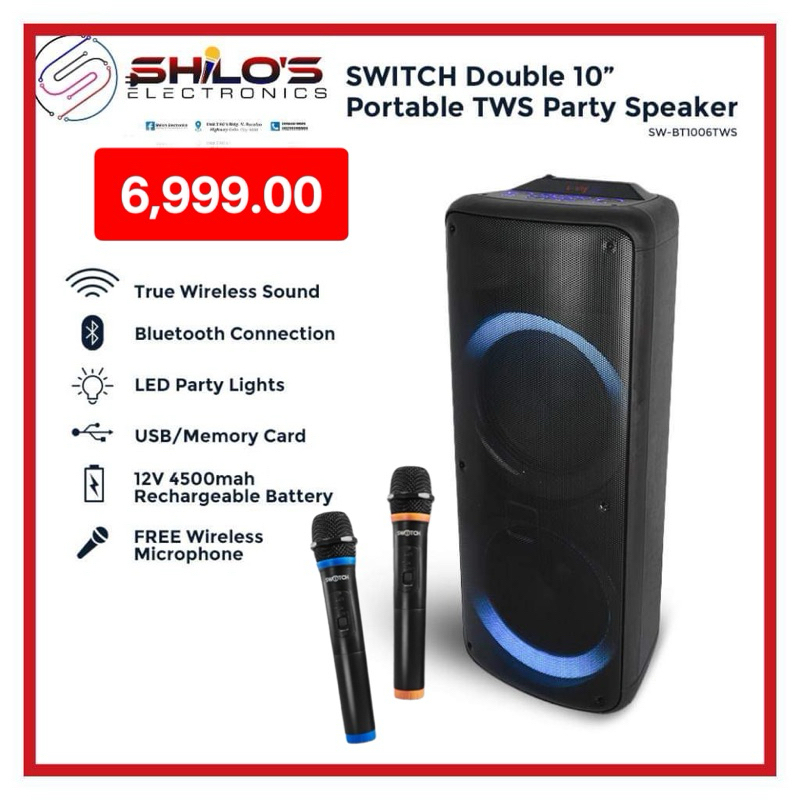 Switch SW-BT1006TWS Bluetooth Party Box Speaker | Shopee Philippines
