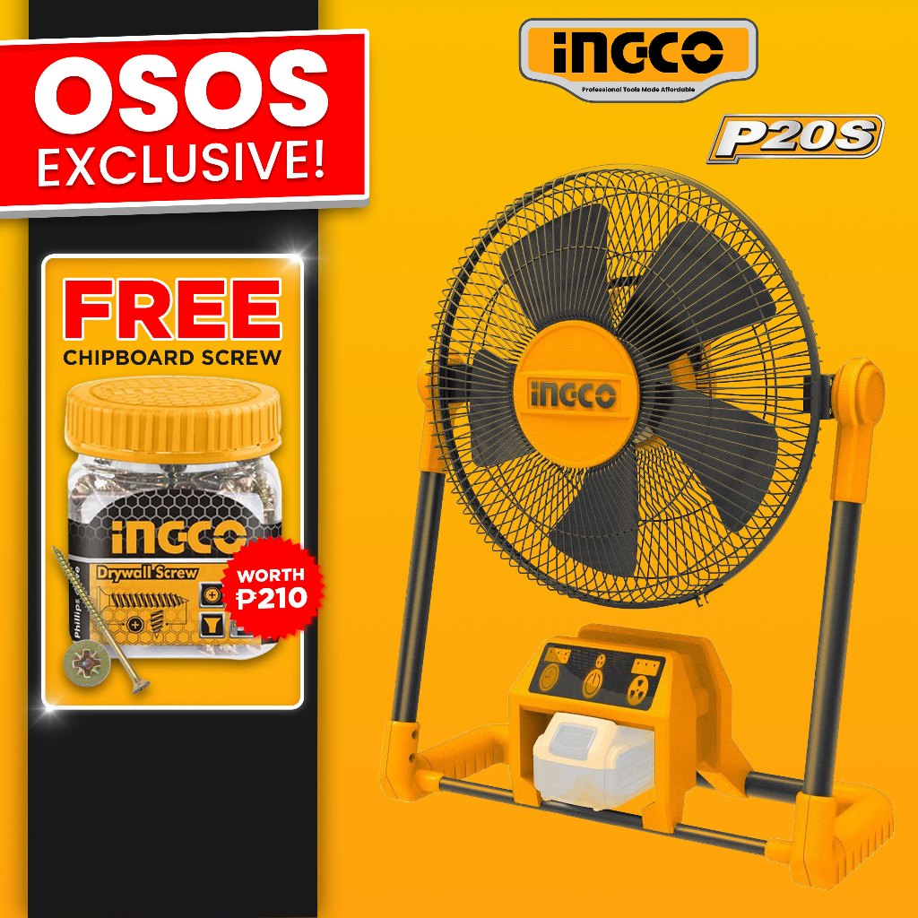 INGCO Original Lithium-Ion Cordless Fan 20V CFALI2001 POWERSHARE •OSOS ...