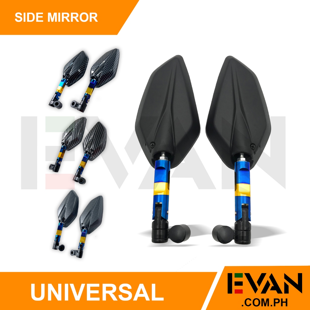 EVAN.COM COD 1 Pair Universal Side Mirror 2tone CNC Short Stem Made IN ... EVAN.COM COD 1 Pair Universal Side Mirror 2tone CNC Short Stem Made IN ...