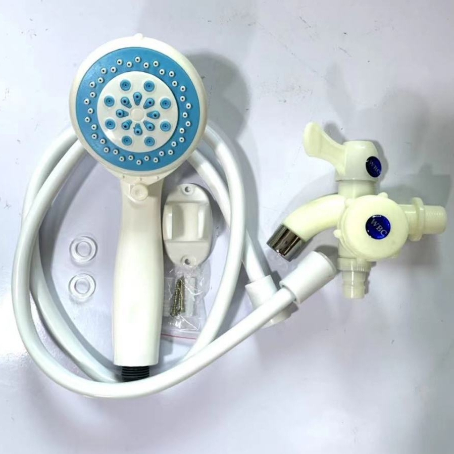 PLASTIC SHOWER HEAD set TWO WAY FAUCET PLASTIC BLUE/WHITE COLOR ...