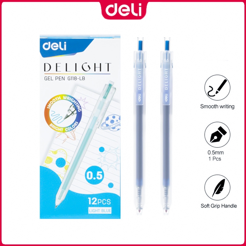 Deli EG118-LB Press Color Gel Pen 0.5mm Bullet | Shopee Philippines