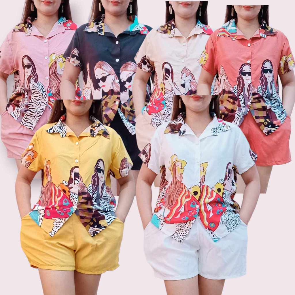 Pearl BKK Polo Coordinates Quality Challis Fabric Terno | Shopee ...