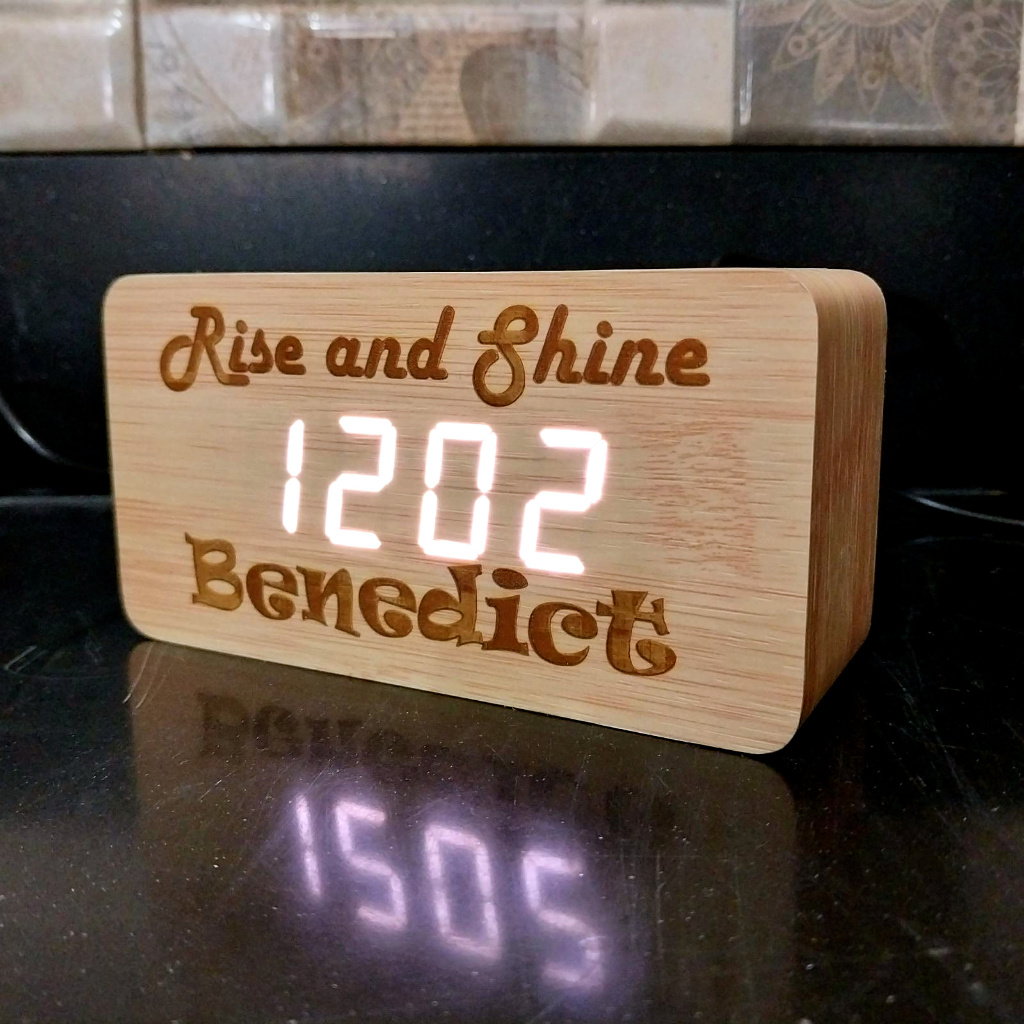 Laser Personalized 3D Wooden Digital Clock Aesthetic Alarm Clock Time ...