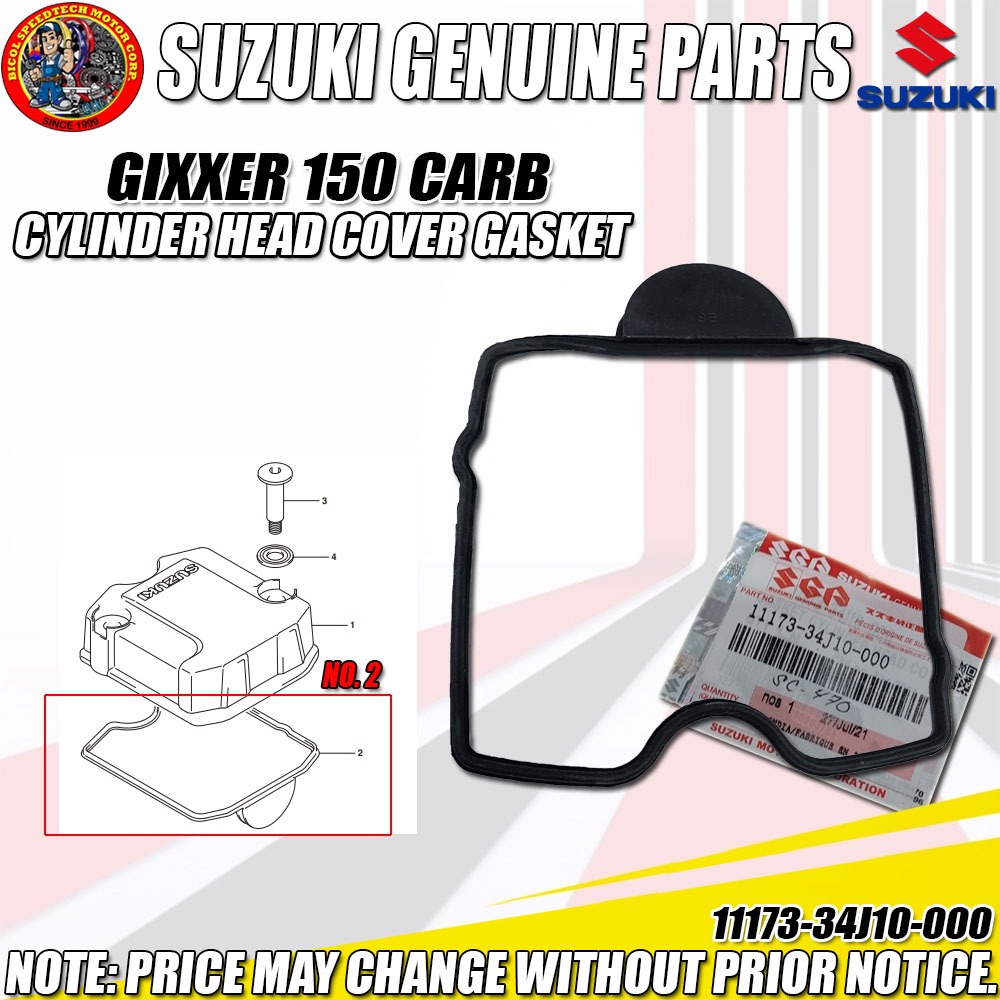 GIXXER 150 CARB CYLINDER HEAD GASKET COVER (SGP) (GENUINE: 11173-34J00 ...