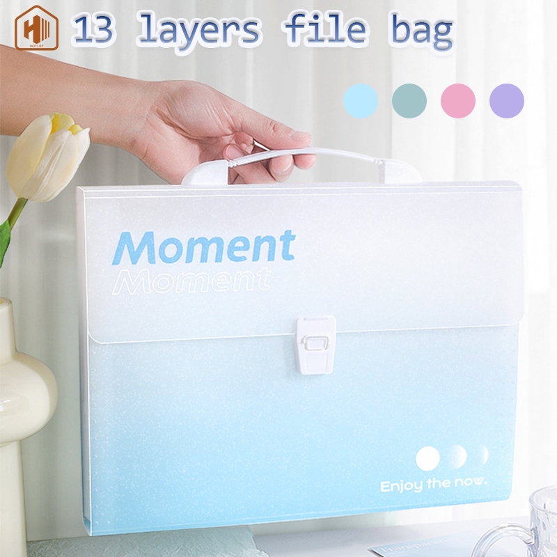 13 Layer A4 Storage Bag Folder File Organizer with Handle Label ...