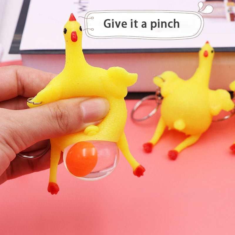 Funny Chicken Laying Egg Keychain Funny Spoof Tricky Prank Toys Squishy ...