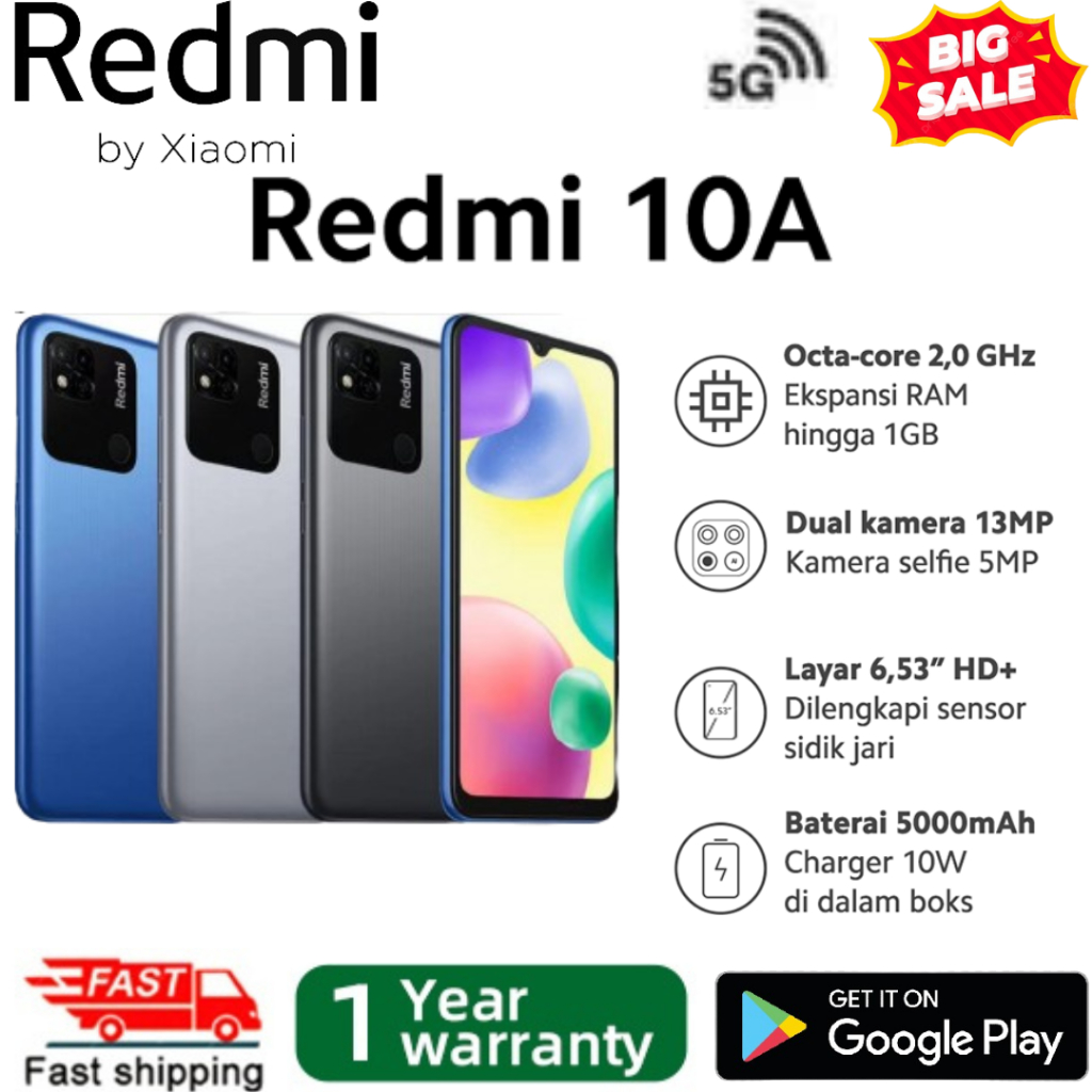 Xiaomi Redmi 10A 5G Cellphone 64/128GB+6GB Global Version phone 90hz ...