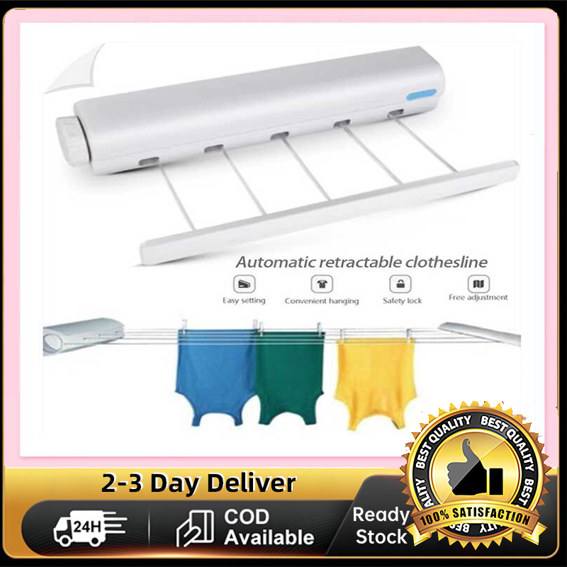 Retractable Clothesline Telescopic Indoor Outdoor Wall Mounted Clothes ...