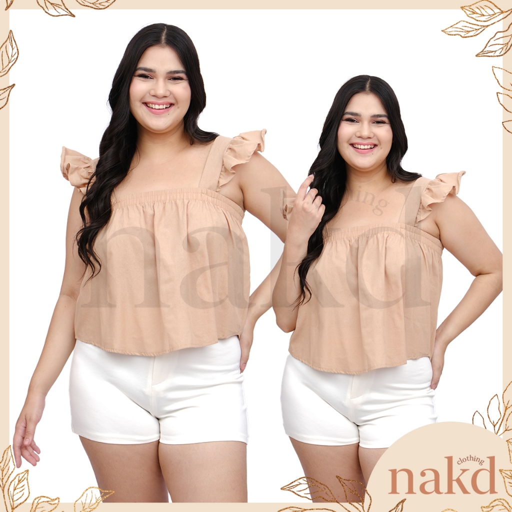 NAKD FASHION PLUS SIZE ABBY RUFFLE SLEEVES SEXY SUMMER COTTON LINEN ...