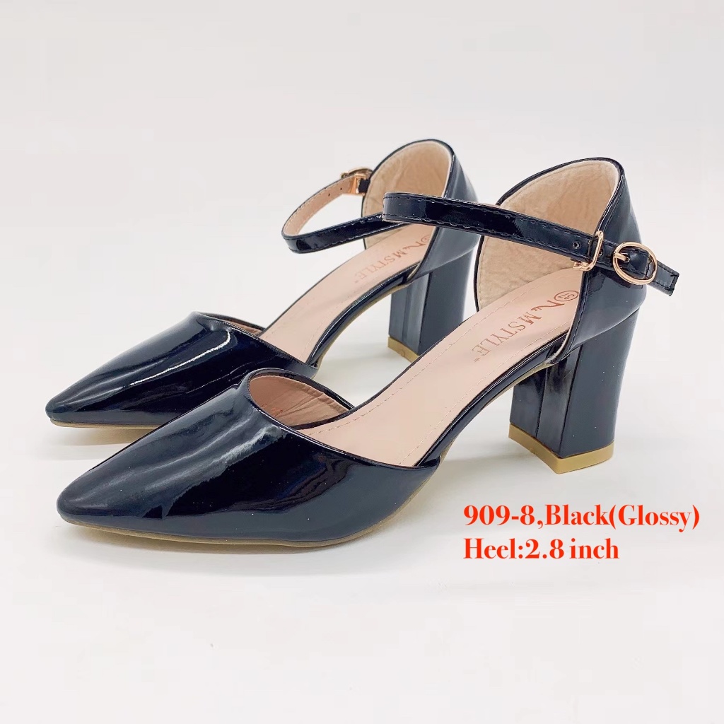 Women Pointed Closed Toe Block Heel Sandals White Wedding Chunky Heels ...