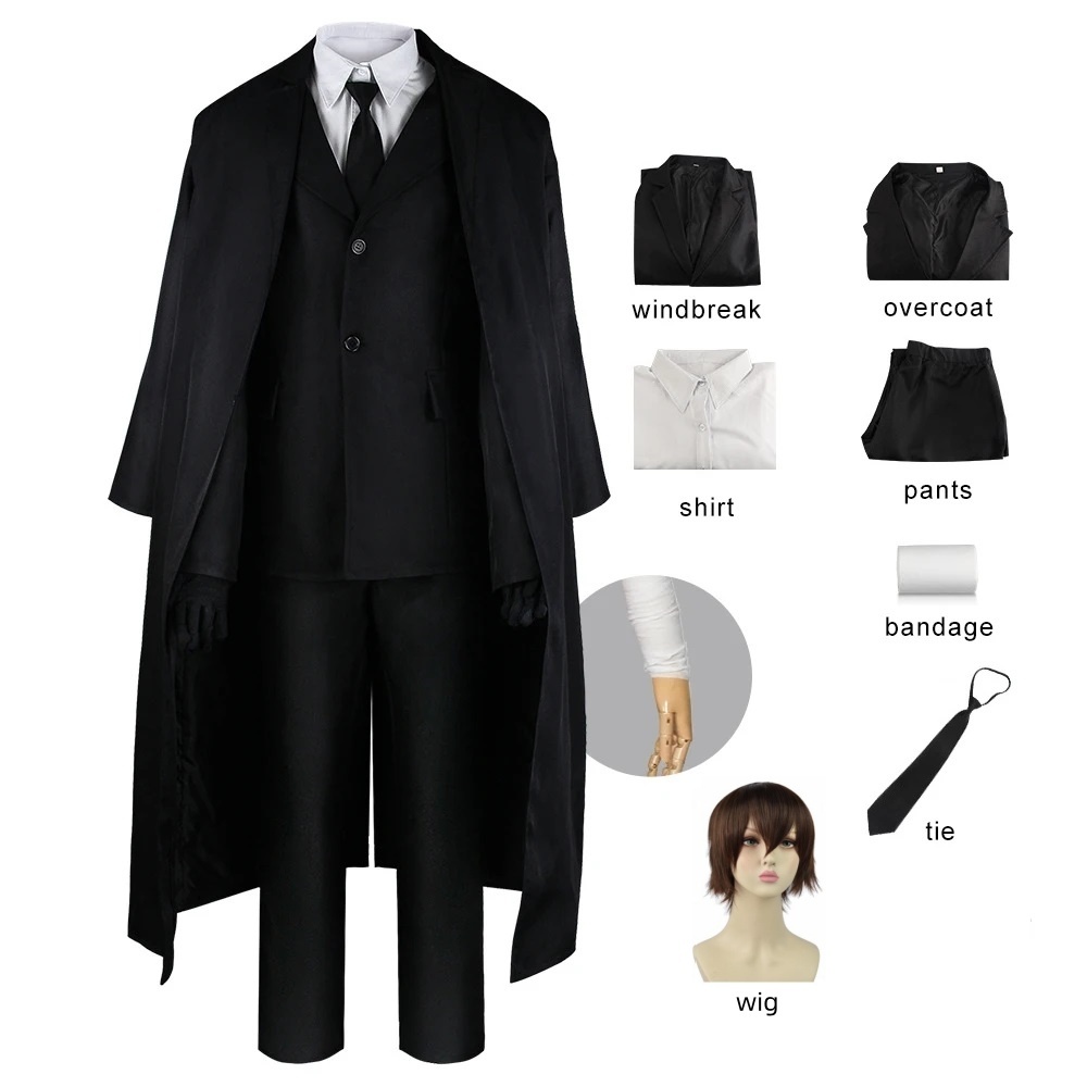 Dazai Cosplay Costume wig Trench Jacket Pants bandage Outfits Uniform ...