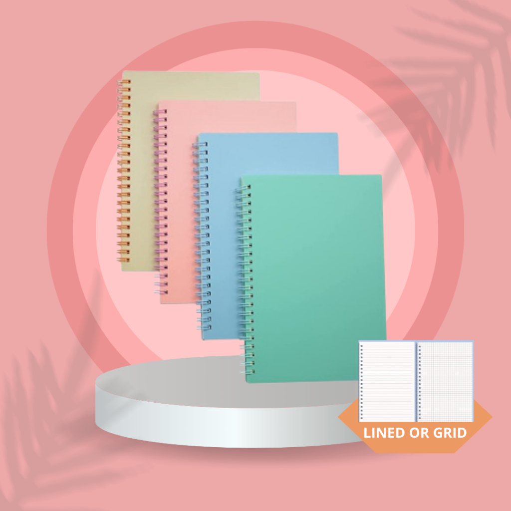 A5/B5 Spiral Frosted Colored PP Cover basic notebook Lined&Grid Pages School Supplies | Shopee ...