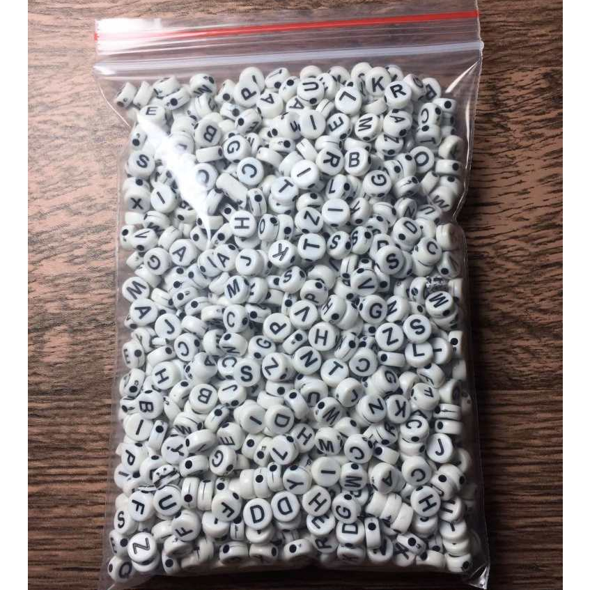 115 Grams (Approximate 900pcs) 6mm DIY Letter Beads Letter White Round ...