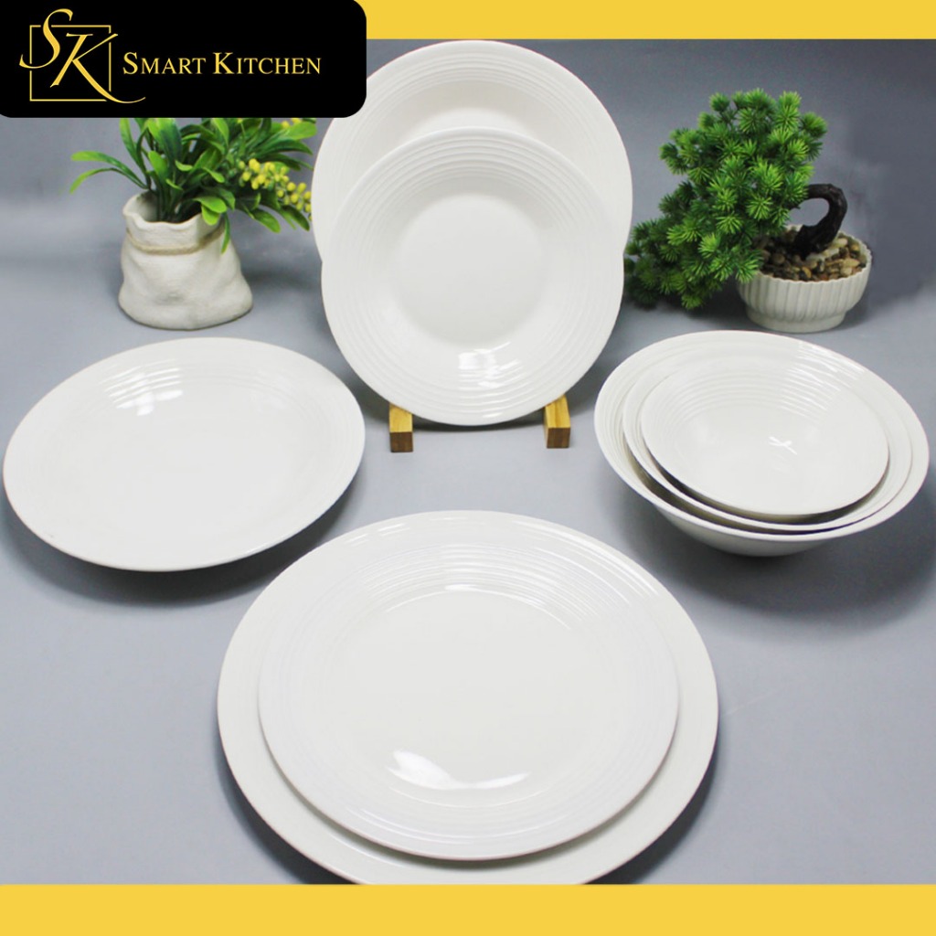 Smart Kitchen White Whorl Porcelain Dining Plates/Fruit plate/Soup ...