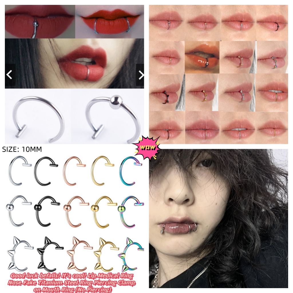 It's cool! Lip Medical Ring Nose Fake Titanium Steel Ring Piercing ...