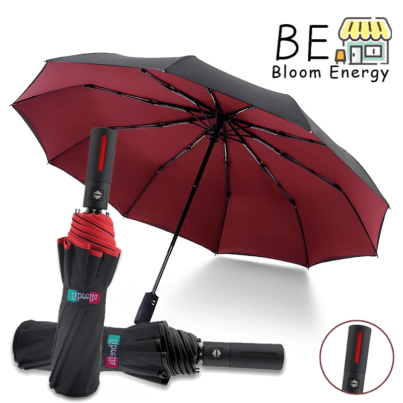 BE Fibrella Umbrella 3Folds Automatic UPF50+ Black Backing UV Protection Sun And Rain #3001 ...