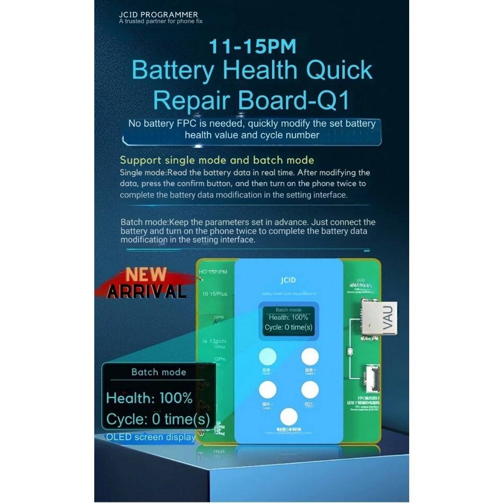 JCID Q1 Battery Quick Repair Board Read Write Programmer For iPhone ...