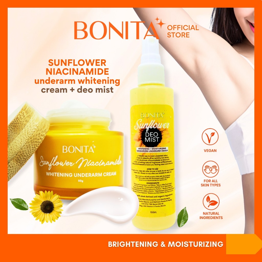 Bonita Sunflower Underarm Whitening Set (Brightening Cream + Deo Spray ...