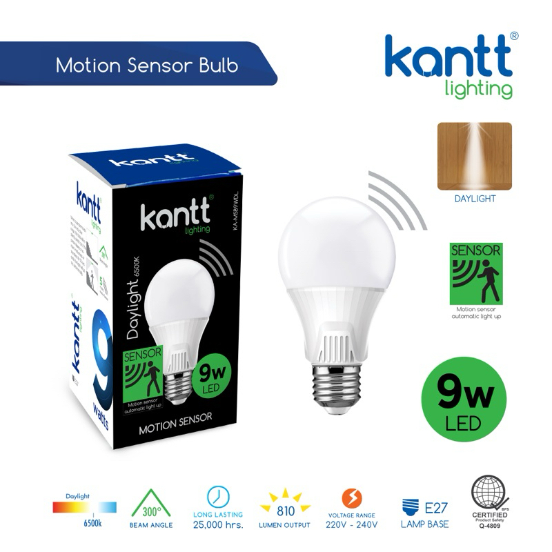 Kantt Lighting Daylight Motion Sensor LED Light Bulb - 9 Watts | Shopee ...
