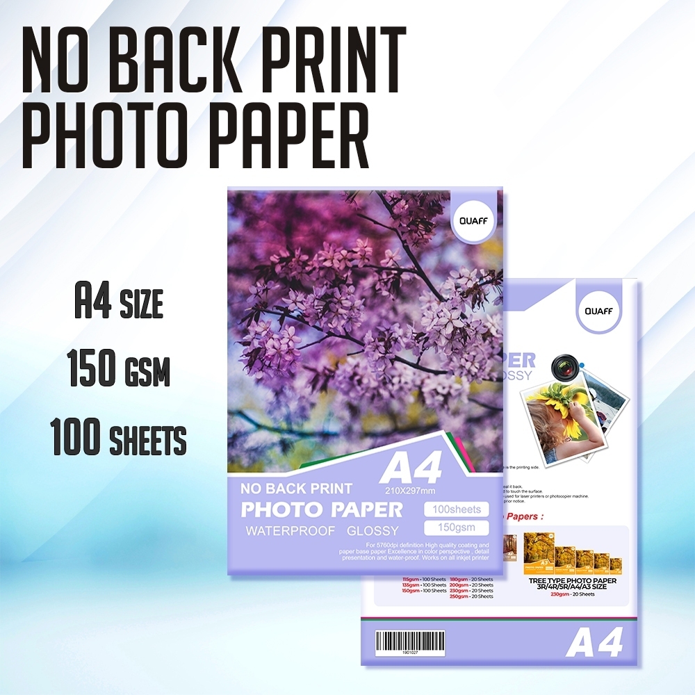 115gsm I 135gsm I 150gsm Glossy Photo Paper A4 Size QUAFF Brand (100 ...