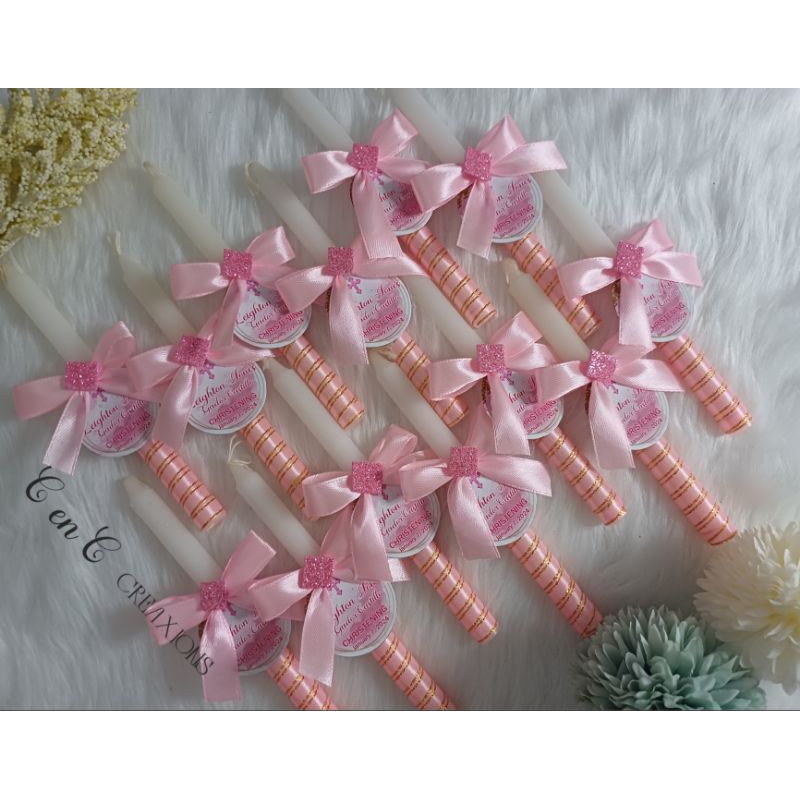 Customized Candle for baptism, birthday, debut (any ribbon color ...