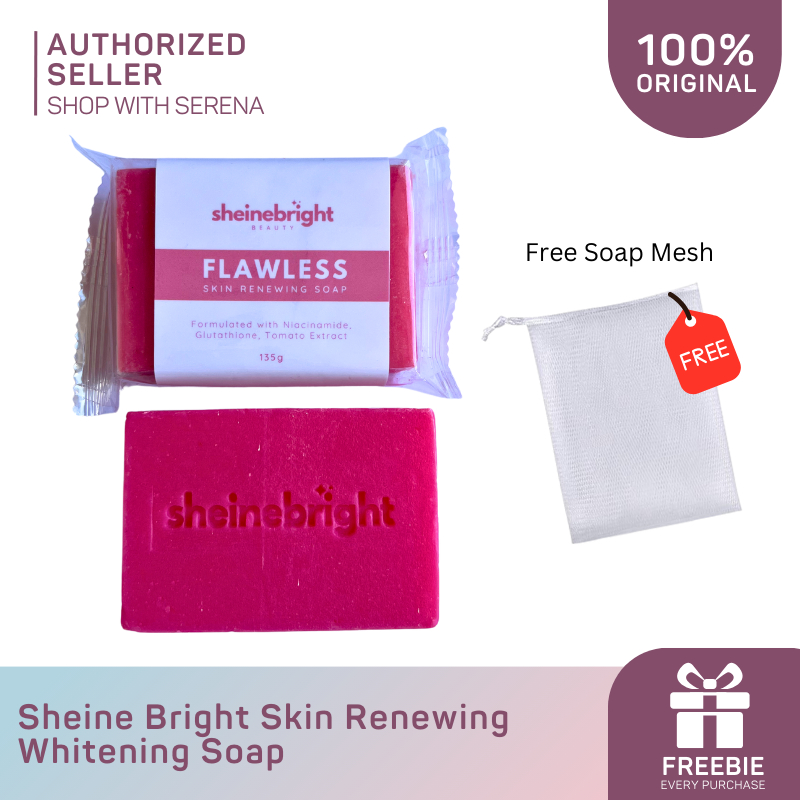 Sheine Bright Flawless Skin Renewing Whitening Soap 135g Glutathione, Niacinamide, Tomato ...