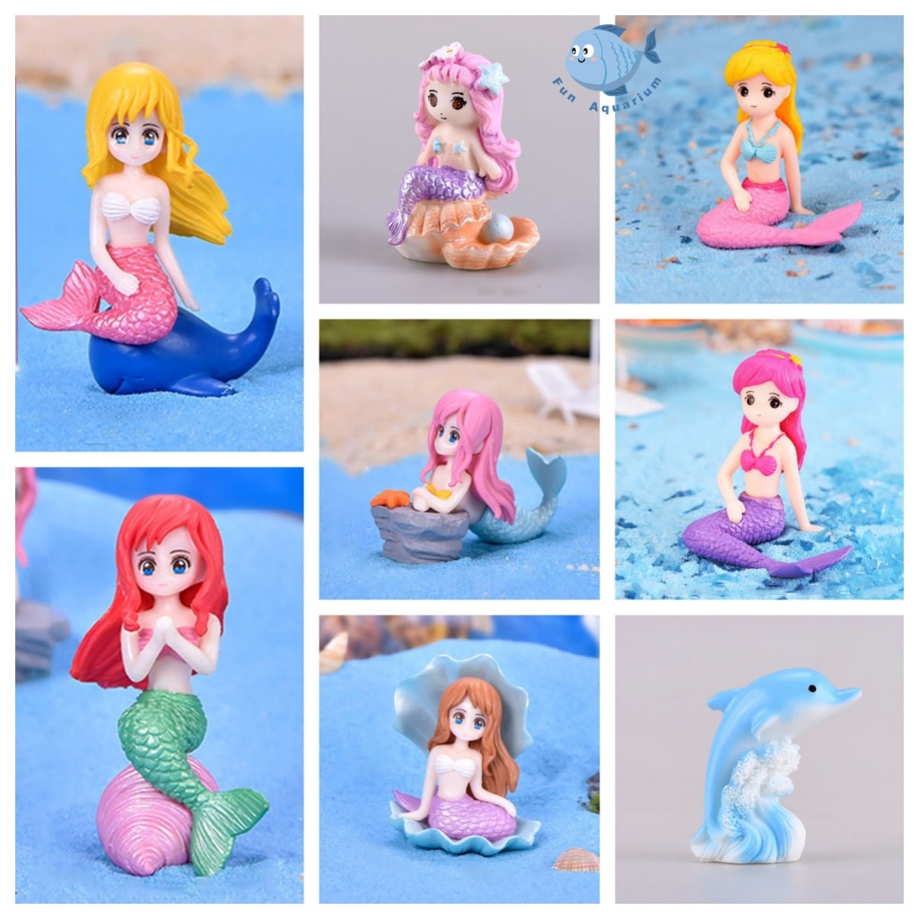 Aquarium Cute Little Mermaid Figurines Miniature Mermaid Ornament DIY ...