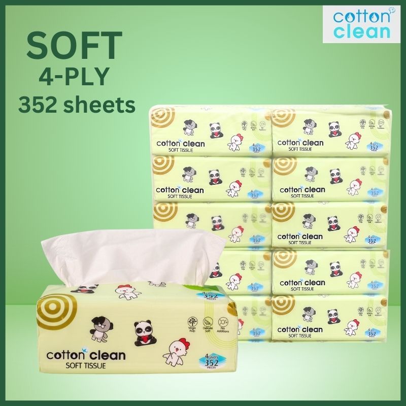 Cotton Clean Soft Tissue Paper 352 Sheets 4-PLY Soft Cleaning Paper ...