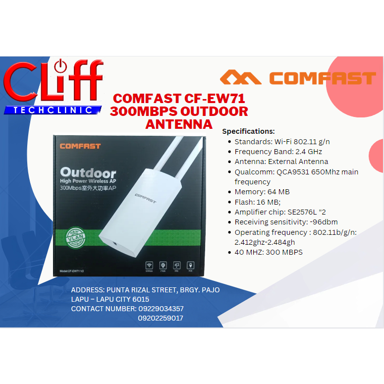 COMFAST CF-EW71 V2 w/ VLAN 300Mbps Outdoor Access Point | Shopee ...