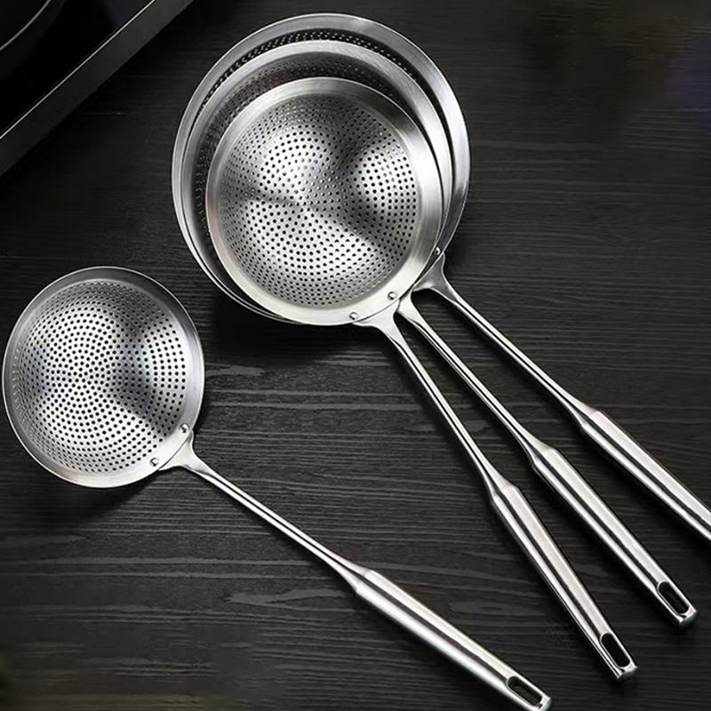 Stainless steel colander round suitable for frying pans, woks, soup ...