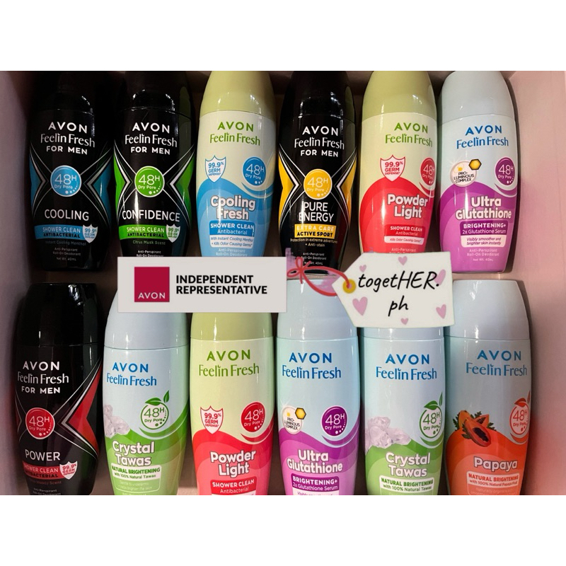Avon Feelin Fresh deodorant roll on Tawas Gluta powder light power ...