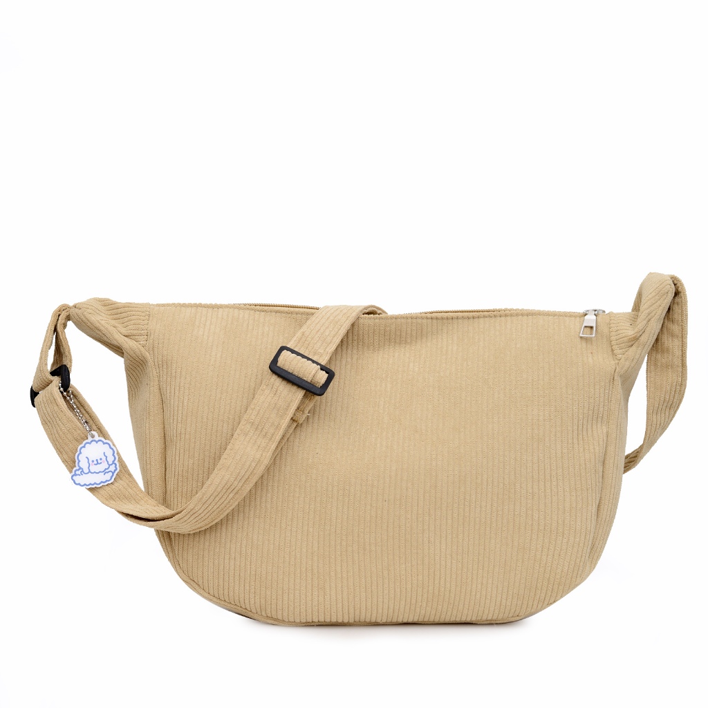 Mumu Japanese Corduroy Woman Sling Bag Zipper Simple Large Capacity ...