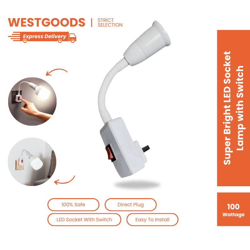 Direct Plug LED Super Bright Socket Lamp With Switch Household Screw ...
