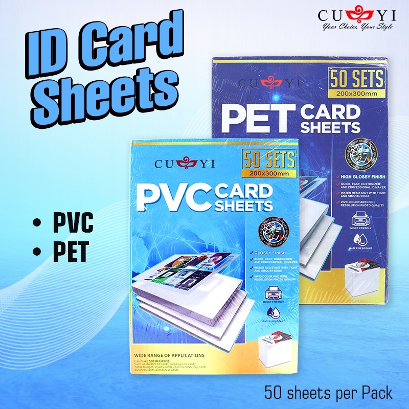 Cuyi 50 Sets Pvc Sheet / Pet A4 Size For Id Printing Bag Tag Calling ...