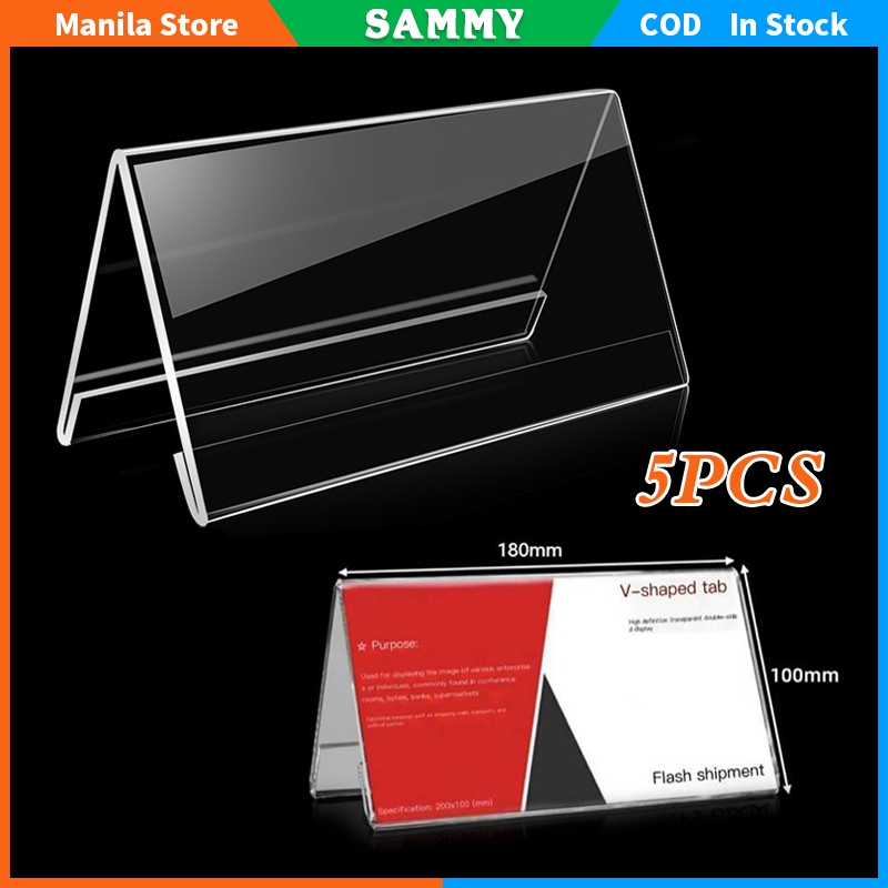 5pcs 180*100mm Conference Triangle Display Card Holder Acrylic V-Shape ...
