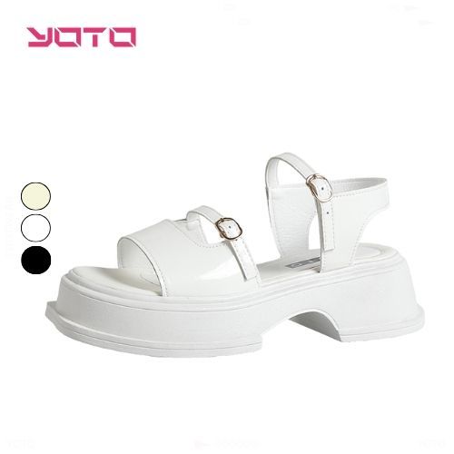 【YOTO】Classy Glossy Style New Wedge Korean Fashion Thick Soled Sandals ...