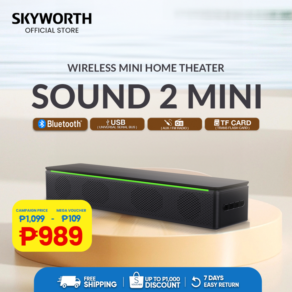 SKYWORTH Wireless Mini Home Theater Sound 2 Mini Bluetooth Speaker ...