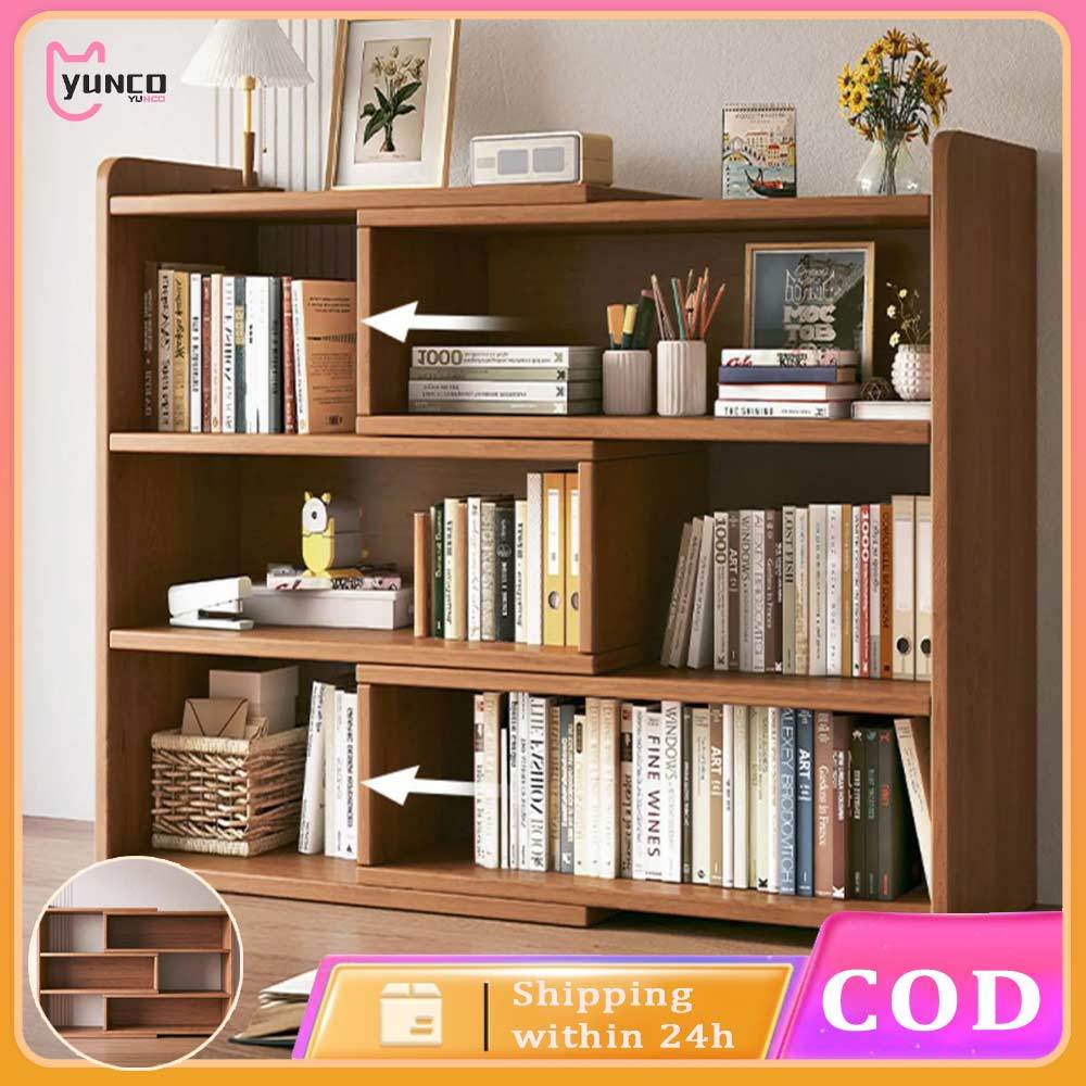 Retractable bookcase Book Shelf Organizer Display Cabinet Storage Rack ...
