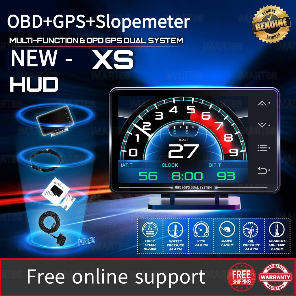 WEITI XS Car Speedometer OBD Gauges OBD2+GPS+Slope Meter+Accelerometer ...