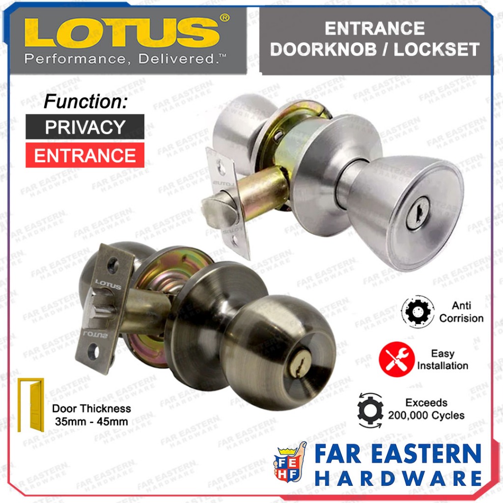 LOTUS Entrance Door Knob Lock Lockset Doorknob Set Stainless | Antique ...