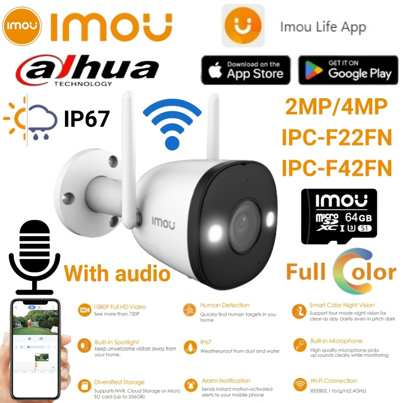 IMOU WiFi Camera Full Color Bullet 2E 2MP/4MP Built-in Mic camera ...