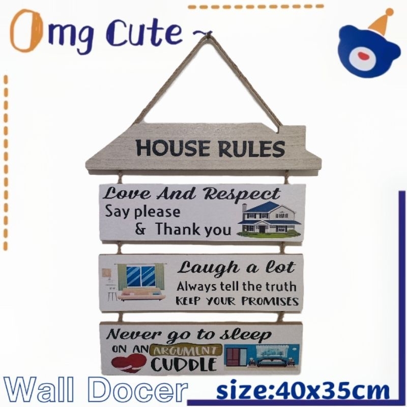 "House Rules" Wooden Hanging Wall Decor | Shopee Philippines
