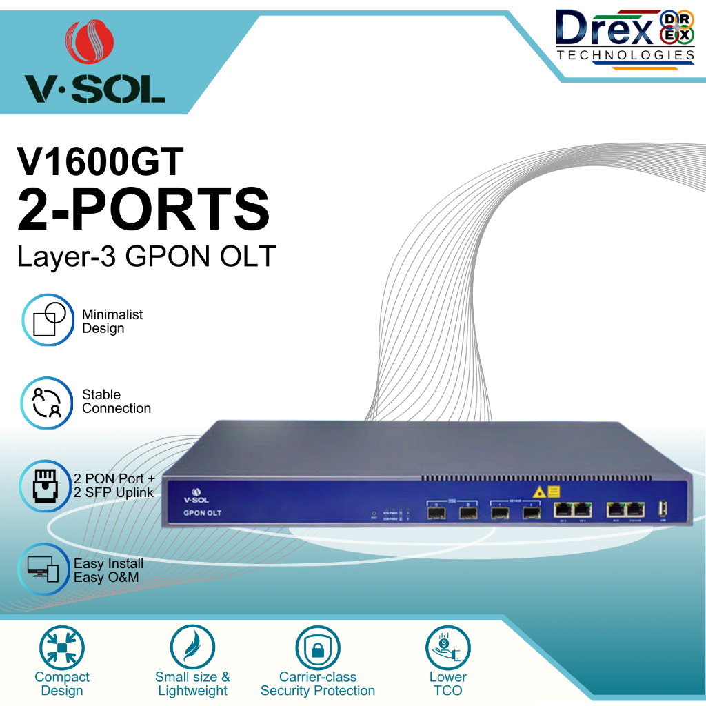 Vsol V1600GT 2PON GPON OLT 2-Port with 2 C++++ SFP*2 | Shopee Philippines