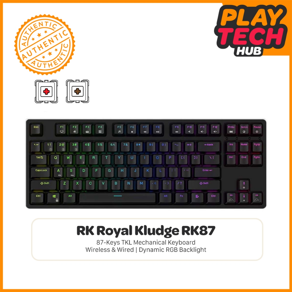 RK Royal Kludge RK87 Tri-Mode 87-Keys TKL Mechanical Gaming Keyboard ...