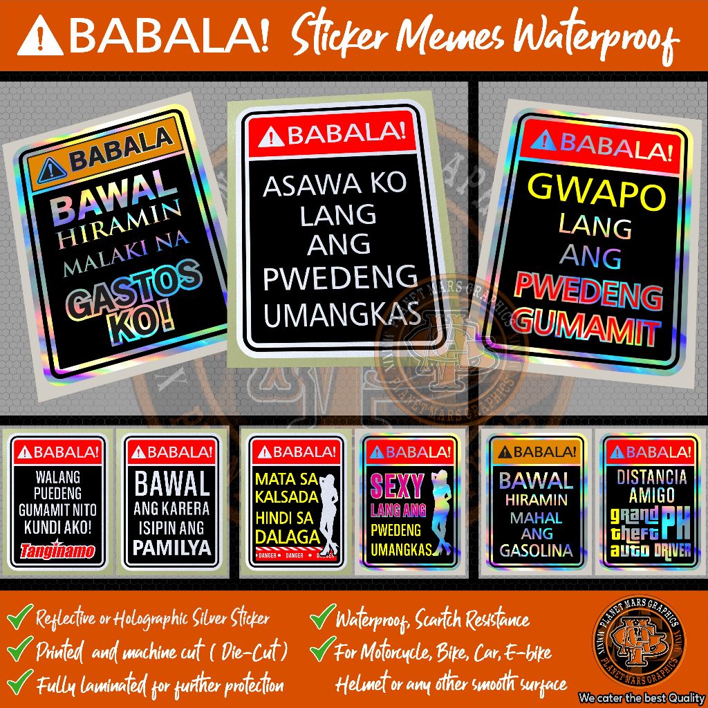 BABALA STICKER MEMES BAWAL HIRAMIN FOR MOTORCYCLE BIKE | Shopee Philippines