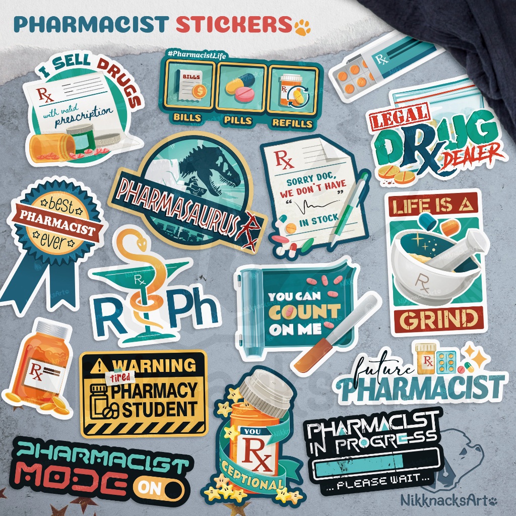 Medical Profession - Pharmacist Vinyl Stickers - Weatherproof, etc ...