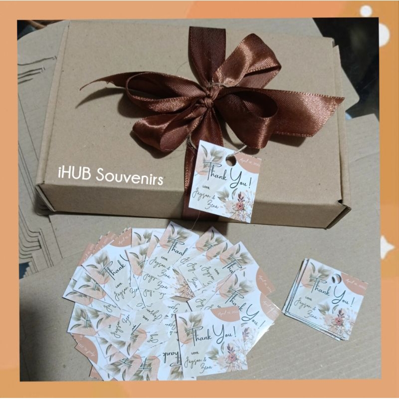 30 to 50pcs PERSONALIZE SQUARE GIFT TAGS with jute strings || SOUVENIR ...