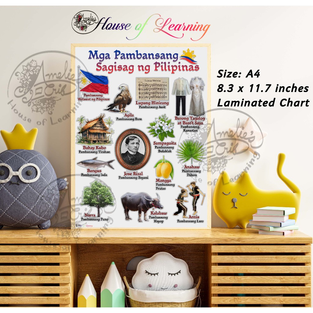 Mga Sagisag ng Pilipinas, Philippine Symbols, Educational Laminated ...