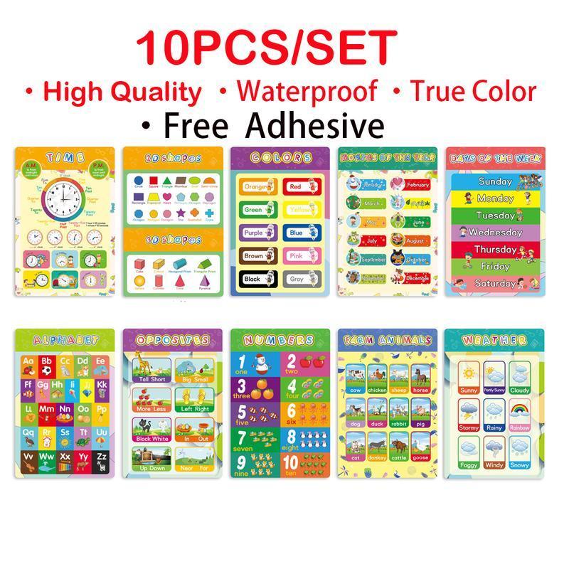 10 Pcs Chart For Kid Educational Set English Alphabet Early Education ...