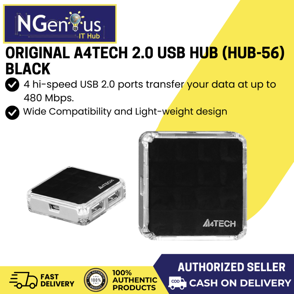 ORIGINAL A4TECH 2.0 USB HUB (HUB-56) Black | Shopee Philippines